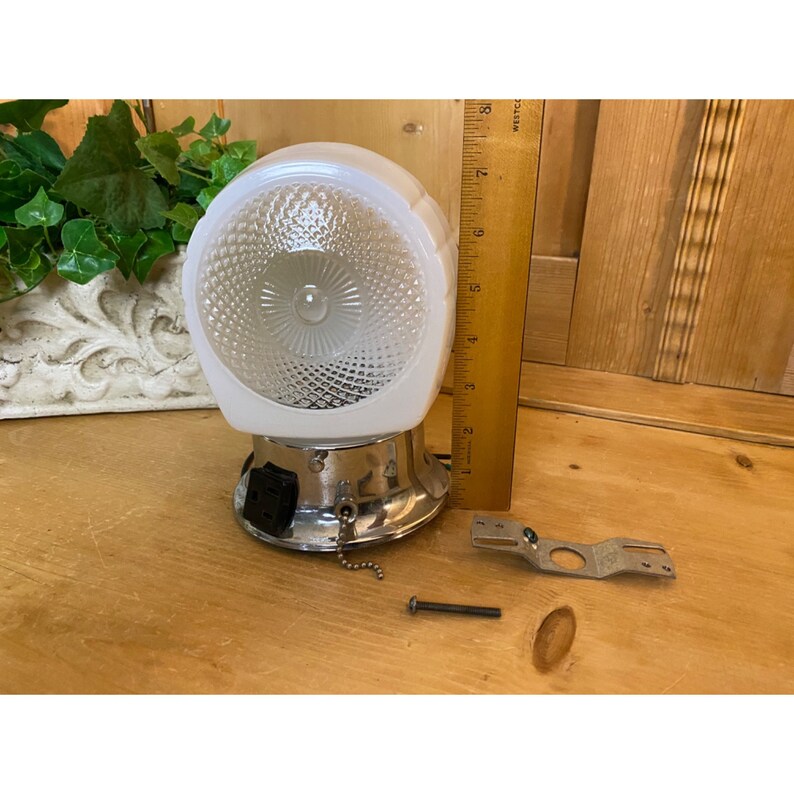 Vintage Round Bullseye Light Fixture | Retro White Glass Ceiling or ...