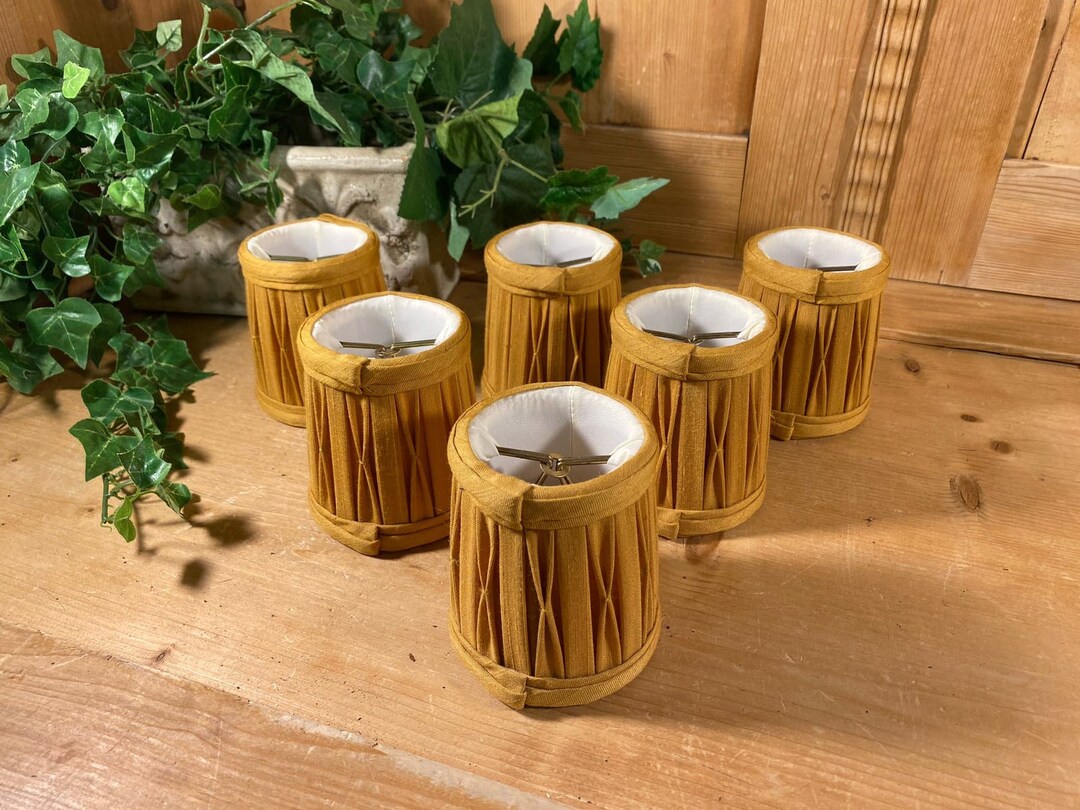 Vintage Gold Cloth Clip-on Lamp Shades Set of 6 Victorian Living Room ...