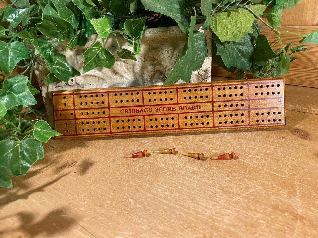 Vintage Wooden Cribbage Score Board With Pegs Wood Cribbage Board With ...