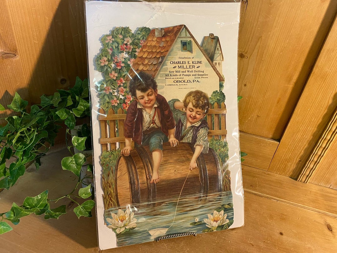 Vintage Embossed Lithograph of Victorian Kids by A Cottage ...