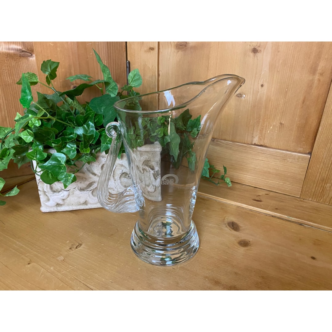 Clear Glass Water Pitcher | Sun Bank | Advertising | Vintage Sales ...