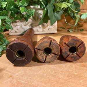Vintage Wooden Spool Candleholders - Set of Three | Rustic Farmhouse ...