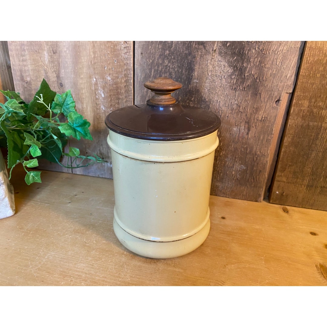 Vintage Metal Sugar Canister | Kromex | Pale Yellow Tin Canister With ...