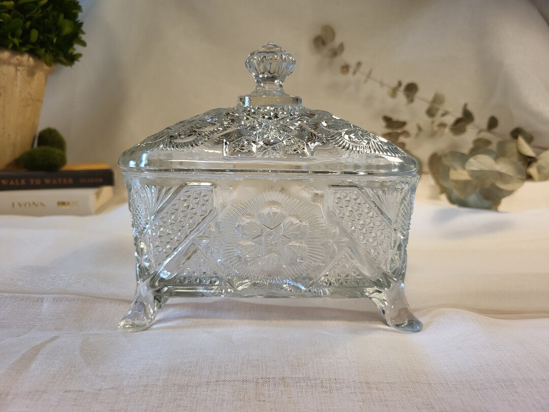 EAPG Indiana Glass Co Flower Honey Dish | Vintage Glass Candy Holder ...