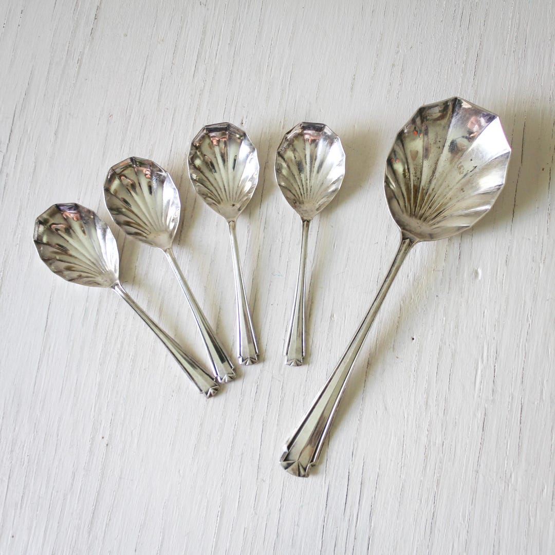 Set of Five Vintage Silver Plated Serving Spoons - Etsy