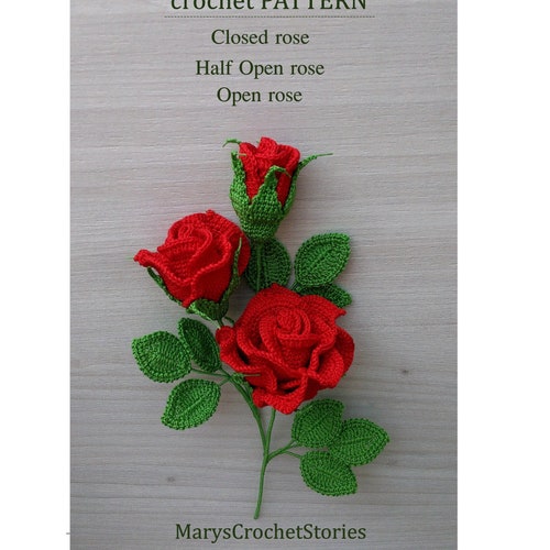 Roses Crochet Pattern 3in1 Close Rose Half Open Rose Open Rose - Etsy
