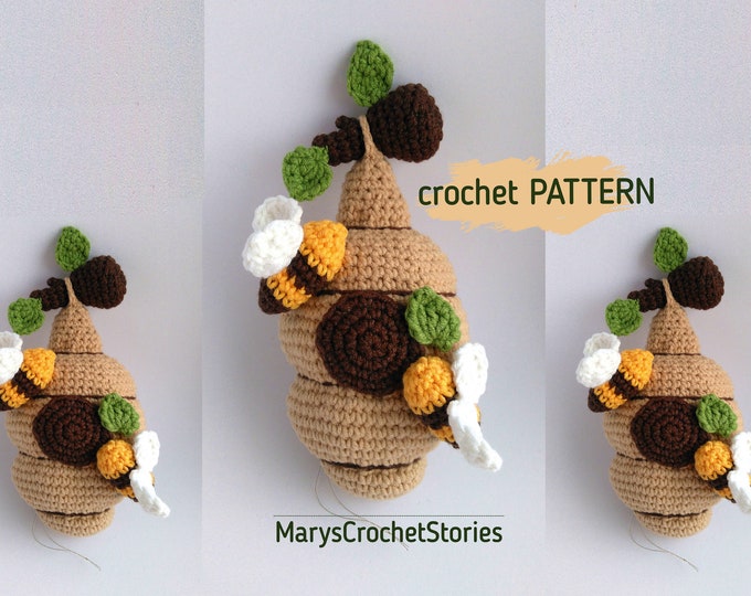 Patrón de crochet de colmena con abejas - Etsy México