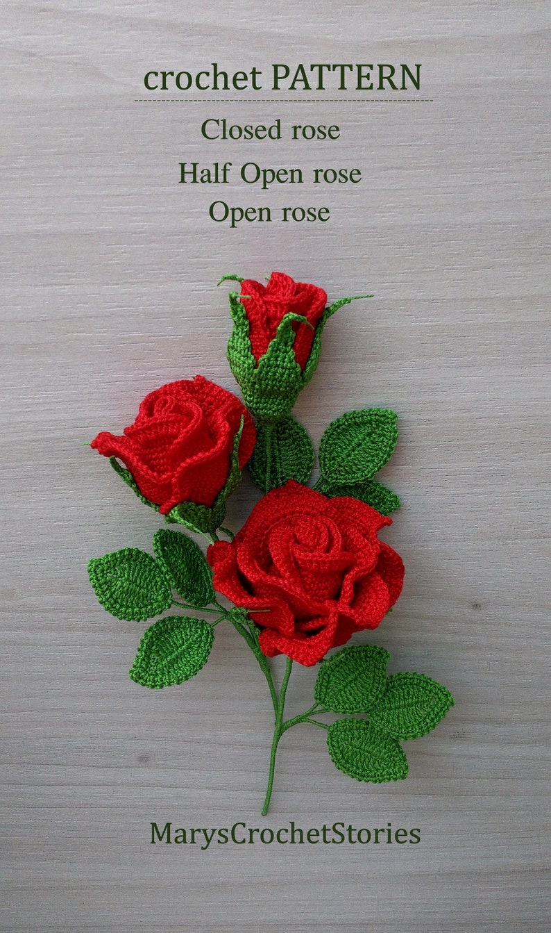 Roses Crochet Pattern 3in1 Close Rose Half Open Rose Open Rose - Etsy