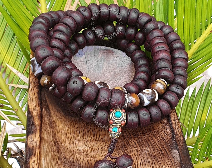 Natural 108 Phoenix Eye Bodhi Seeds Mala, Antique Bodhi Seed Mala With ...