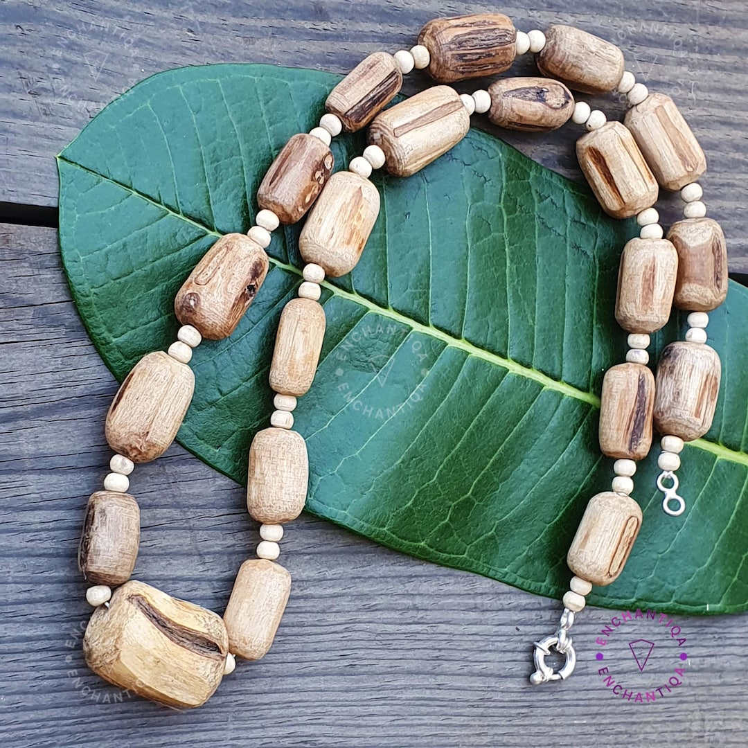 Large Tulsi Wood Beads Necklace | Natural Kantha Mala Necklace ...
