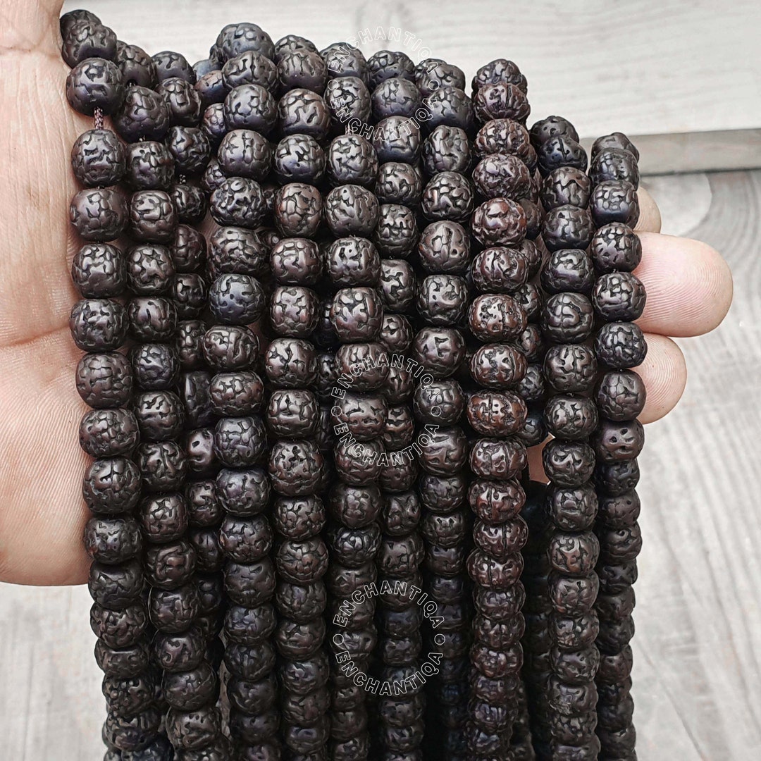 Natural Antique Dark Aged Black Rudraksha Seed Mala Beads From Nepal 8. ...