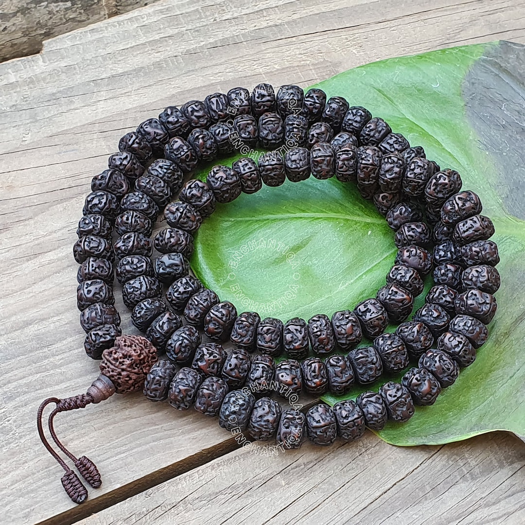 Tibetan Nepal 108 Black Old Oiled Rudraksh Bodhi Prayer Beads- Big 18mm ...