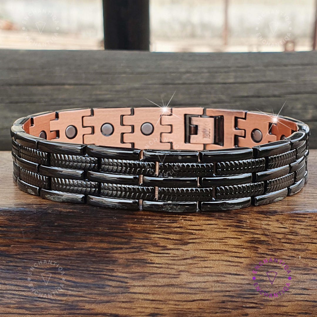 Pure Copper Magnetic Bracelet: Antique Finish, Neodymium Magnets - Etsy