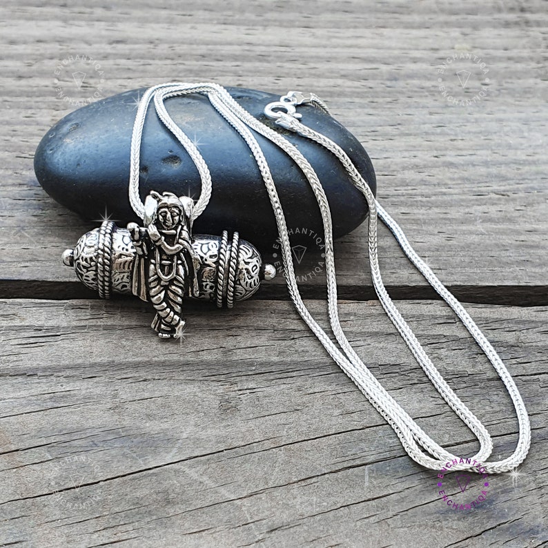 Silver Lord Krishna Pendant, God Tribal India Jewelry Hindu, Ethnic ...