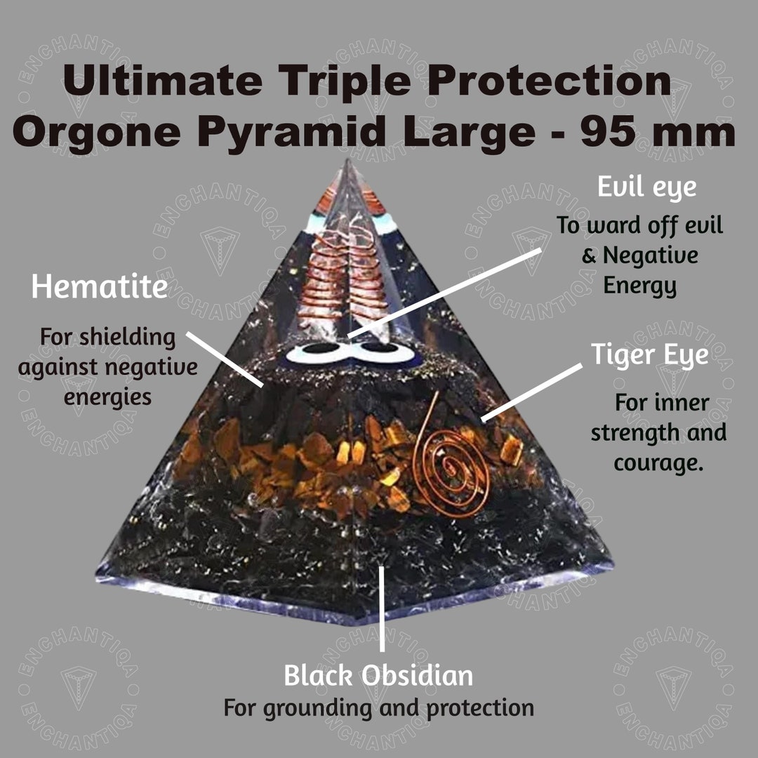 Ultimate Triple Protection Crystal Orgone Pyramid - Large 95 Mm ...