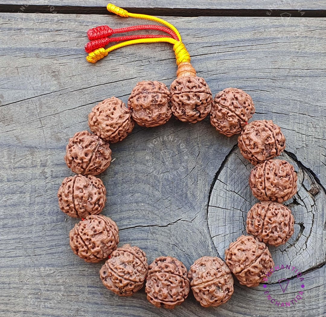Nepal 5 Mukhi Rudraksha Bracelet, Rudraksha 5 Faces Large Beads 20MM Wrist Mala Bracelets With ...