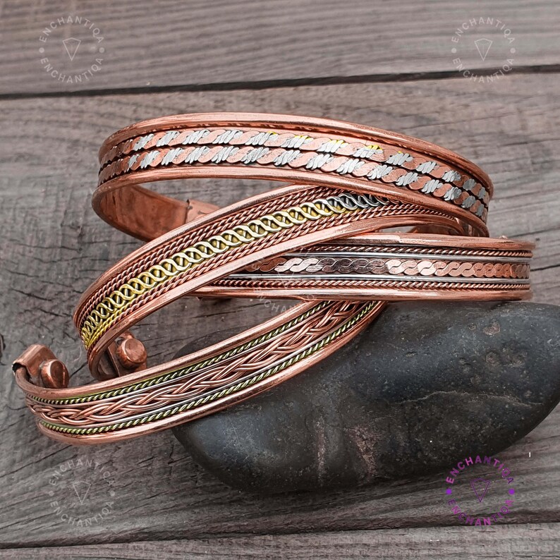 Pure Copper Four Piece Magnetic Bracelet Stack, Health Therapy Energy ...