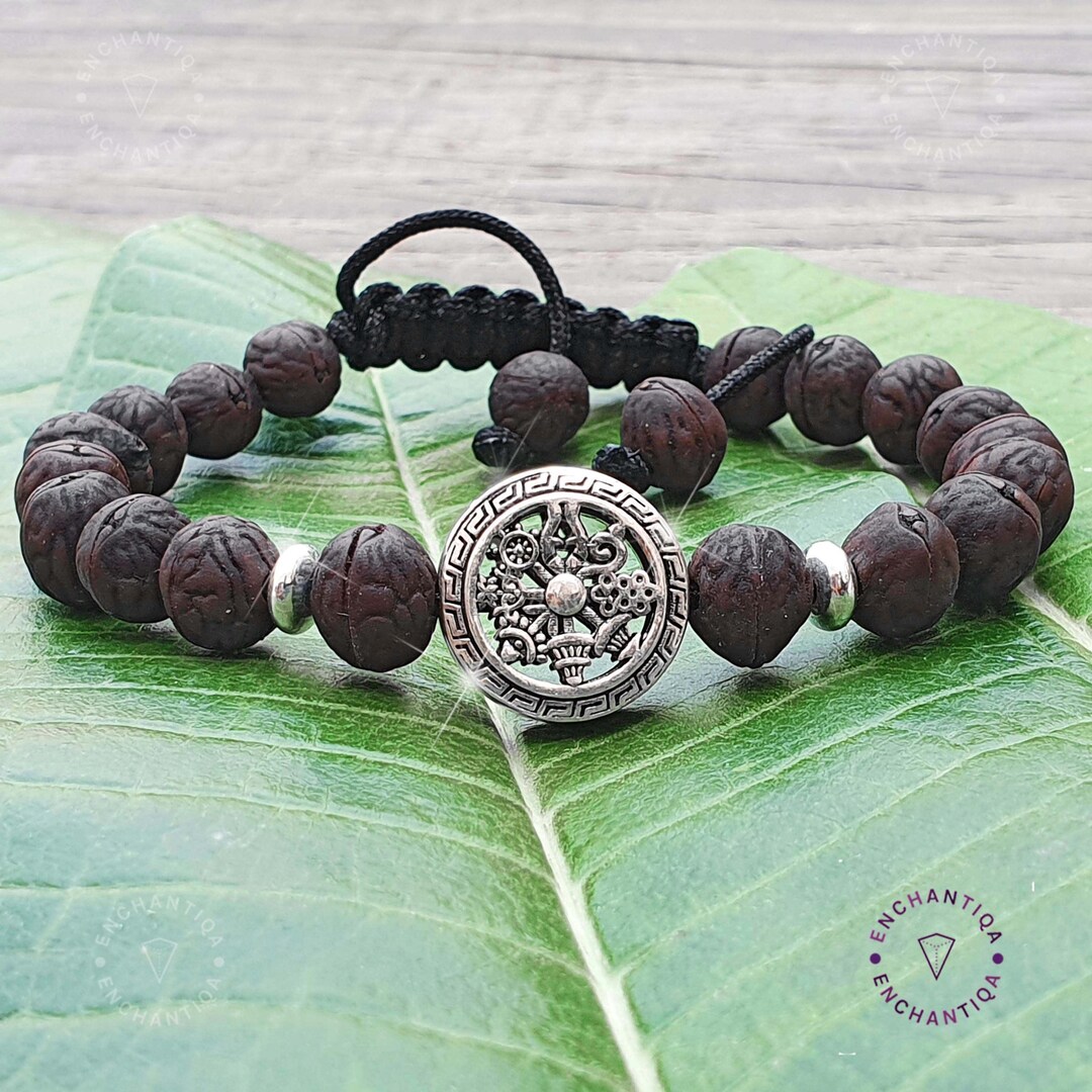 Sterling Silver Eight Auspicious Symbols Bracelet - Raktu Seed ...