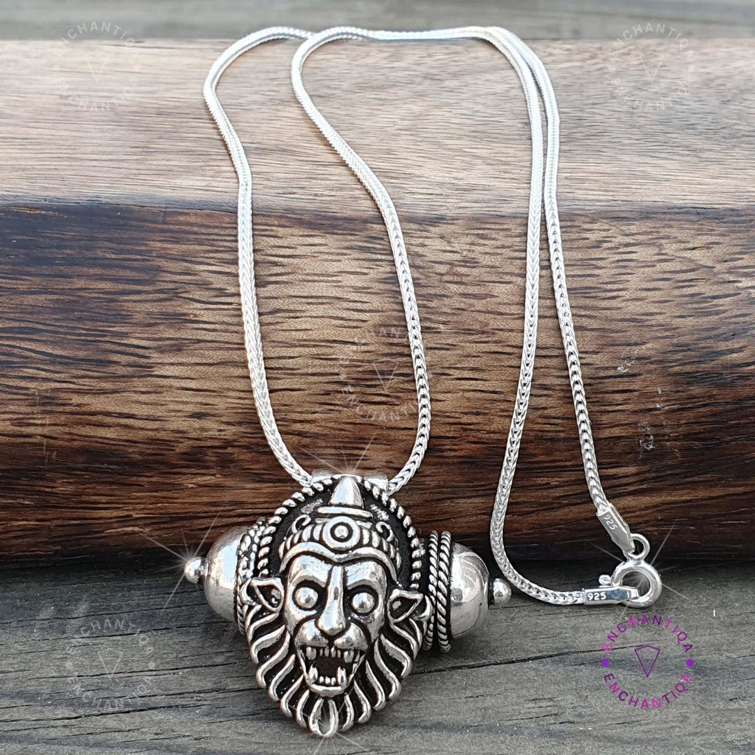Lord Narasimha Kavacha Pendant: Sterling Silver Amulet Necklace - Etsy