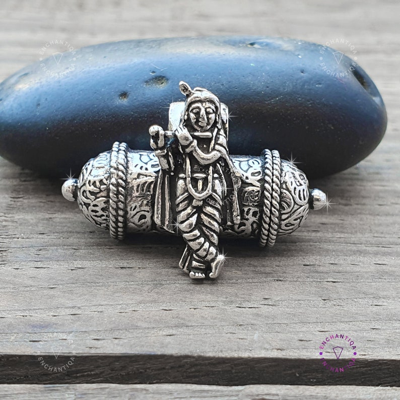 Silver Lord Krishna Pendant, God Tribal India Jewelry Hindu, Ethnic ...