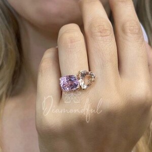 Toi Et Moi Ring, Two Stone Engagement Ring, Amethyst and Morganite ...
