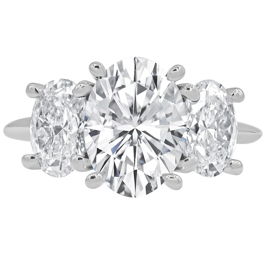 Oval Cut Three Stone Engagement Ring, Oval Cut Diamond Ring, IGI Lab ...