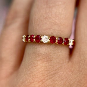 Ruby and Diamond Alternating Stackable Full-eternity Band in 18k ...