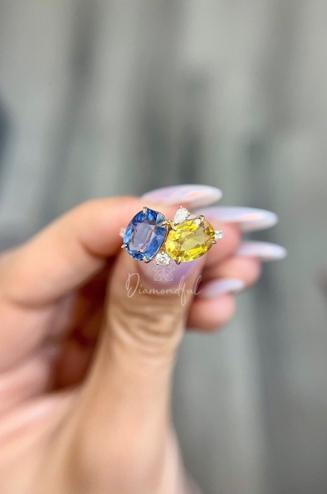 Toi Et Moi Sapphire Engagement Ring, Two Stone Engagement Ring, Oval ...