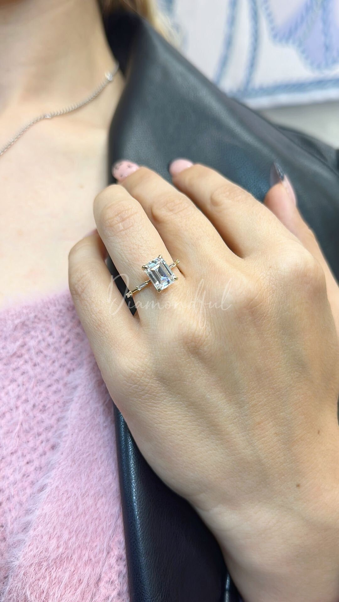 IGI Emerald Floating Lab Diamond Solitaire Engagement Ring With ...