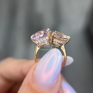 Toi Et Moi Ring, Two Stone Engagement Ring, Amethyst and Morganite ...
