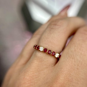 Ruby and Diamond Alternating Stackable Full-eternity Band in 18k ...
