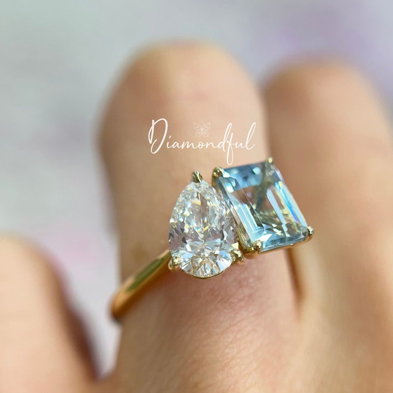 Two Stone Engagement Ring - Etsy