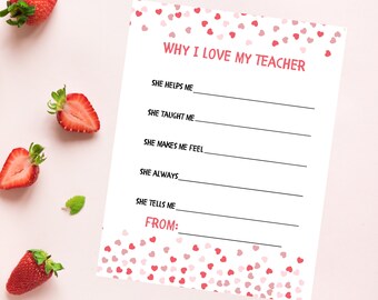 Why I Love My Teacher Printable - Etsy
