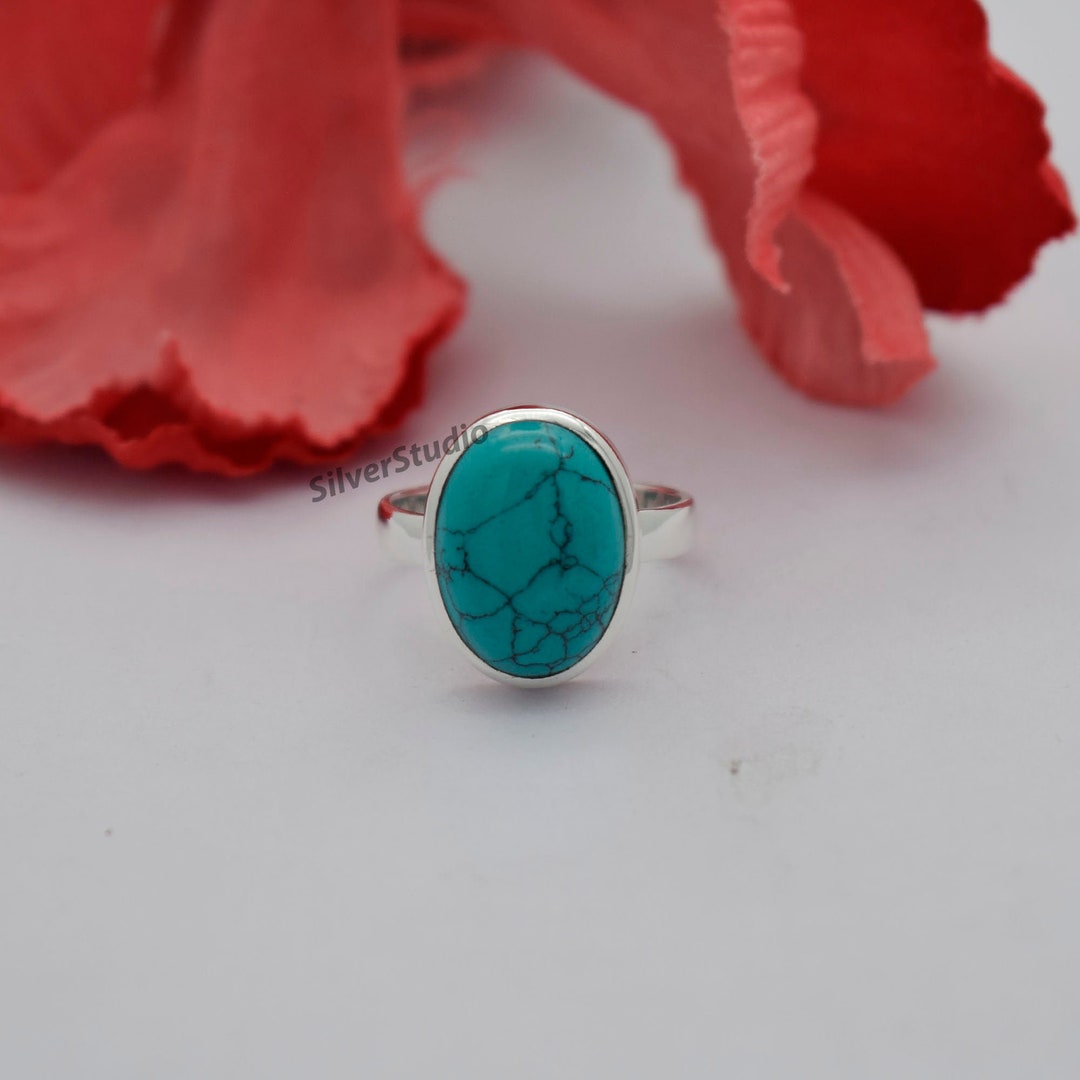 Turquoise Ring , 925 Sterling Silver Ring , Handmade Ring , Oval ...