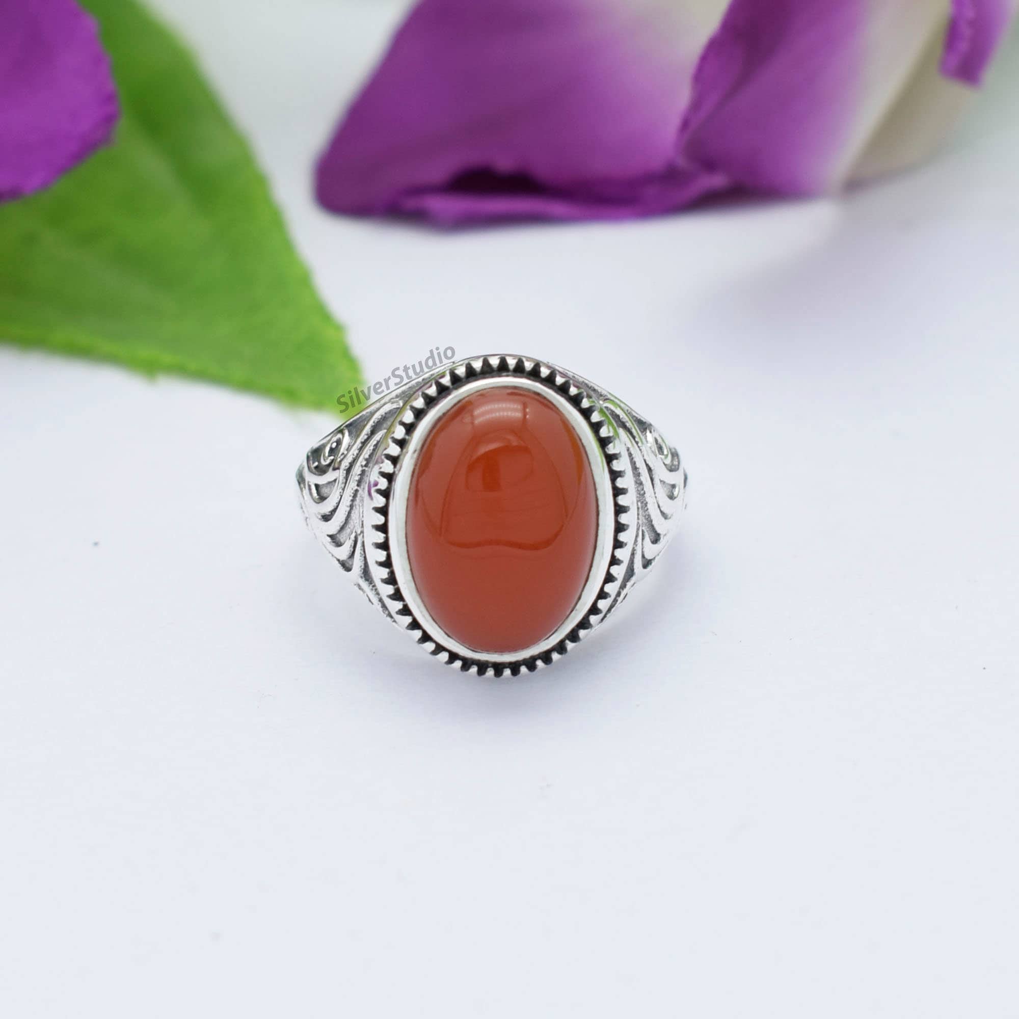 Natürlicher Karneol Ring 925 Sterling Silber Ring | Etsy