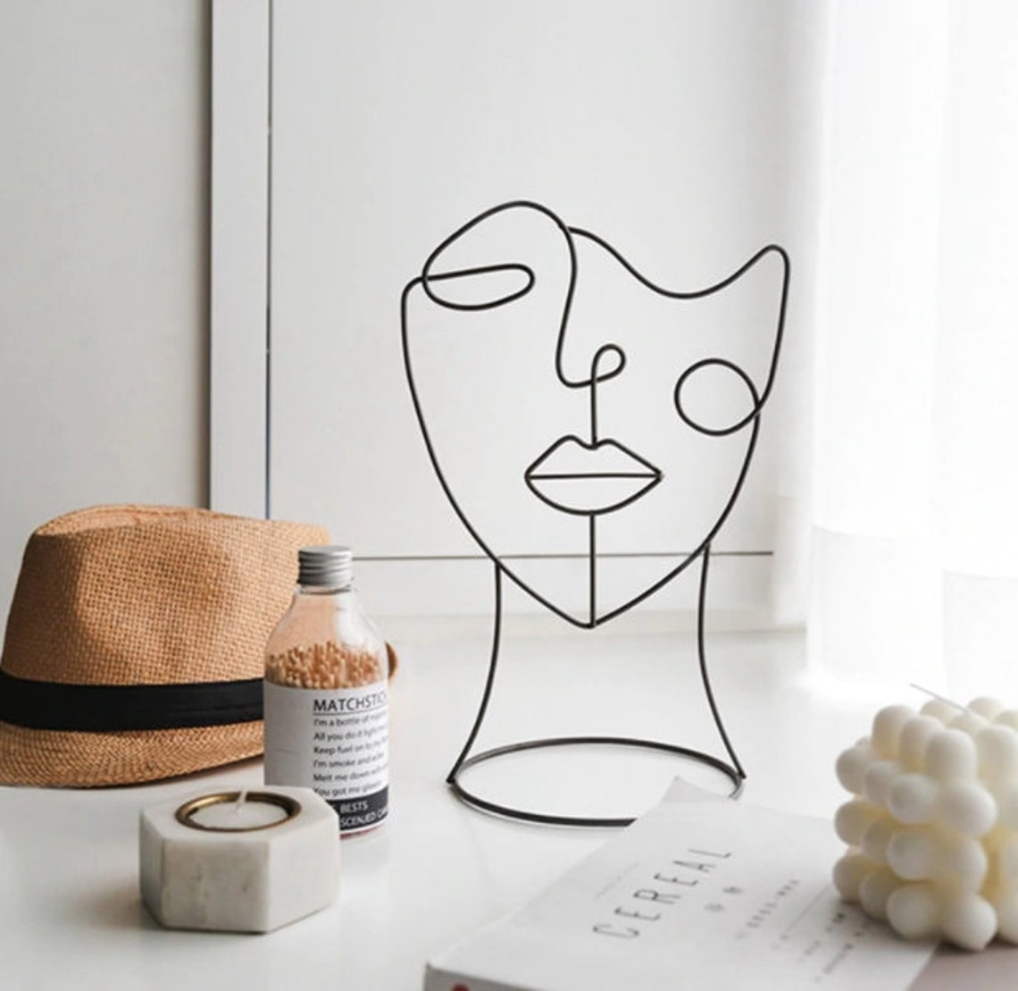 Abstract Black Metal Figure Face Ornaments Home Decor Modern | Etsy