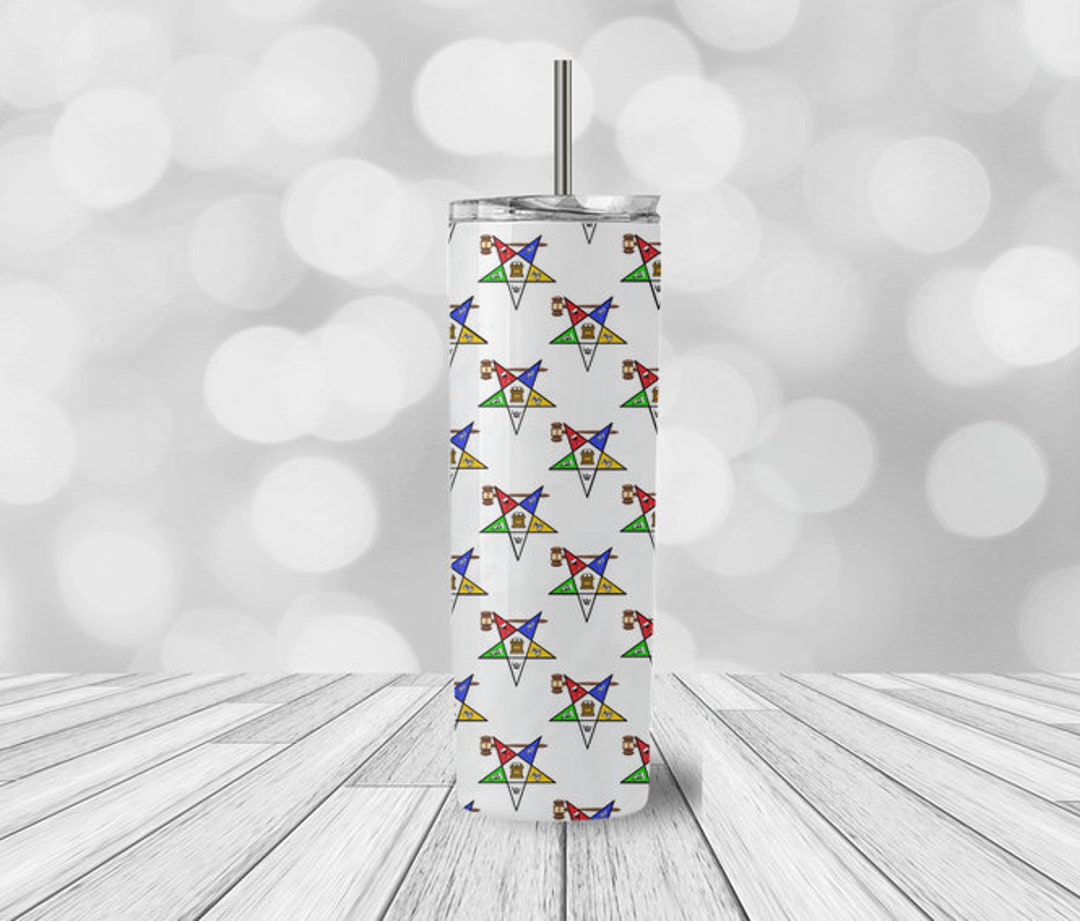 OES White BG Worthy Matron Multi Logo Order of Eastern Star Tumbler ...