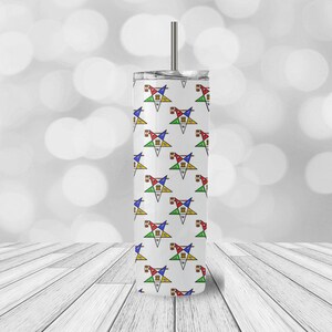 OES White BG Worthy Matron Multi Logo Order of Eastern Star Tumbler ...