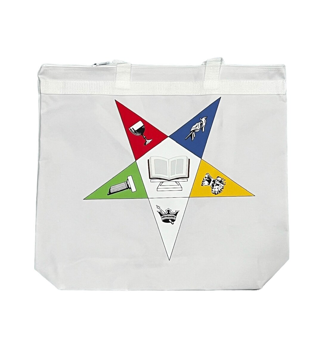 Order of Eastern Star Oes White Logo Large Canvas Zipper Bag, Logo on ...