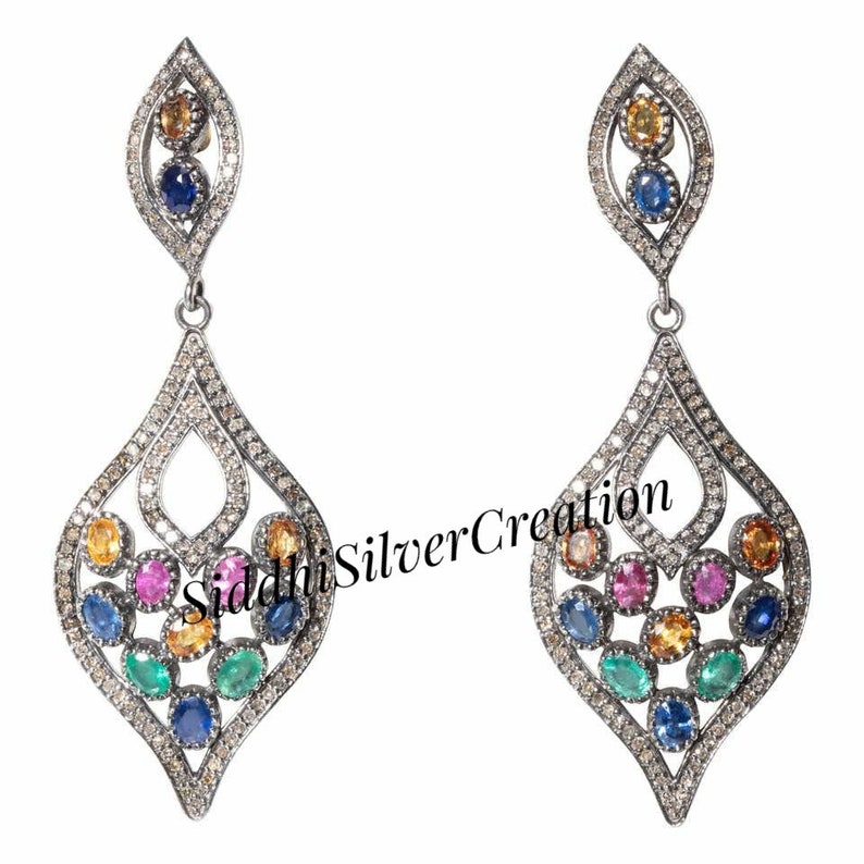 Natural Rose Cut Diamond and Multiple Stone Earring Jewelry - Etsy