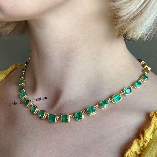 Emerald Necklace Jewelry Natural Emerald & 925 Sterling Silver Jewelry ...