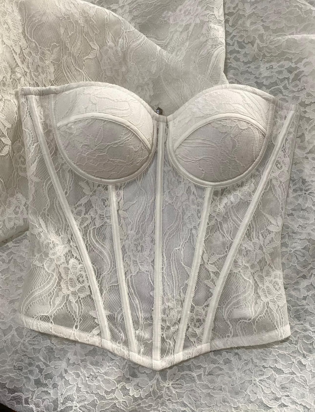 Lace Corset Top, Unique Corset With Cups, Strapless Wedding Bridal ...