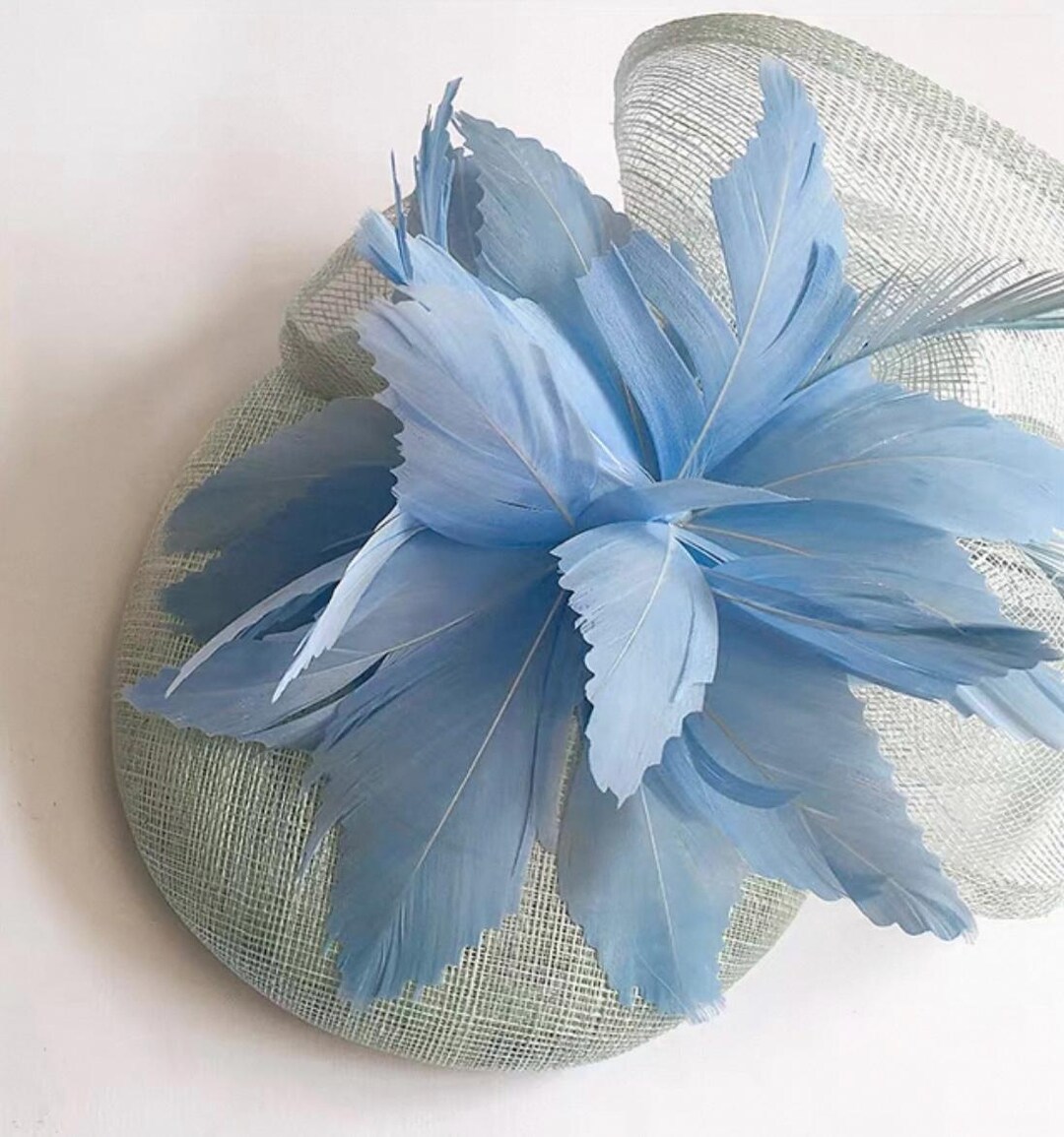 Blue Feather Hat for Del Mar Horse Races, Dressy Hat, Wedding, Church ...