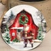Retro Santa Barn Farm Farmhouse Round Shaped Tiered Tray Hardboard ...