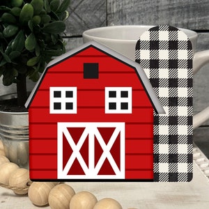 Barn With Plaid Silo Shaped Tiered Tray Hardboard Ornament Decor - Etsy