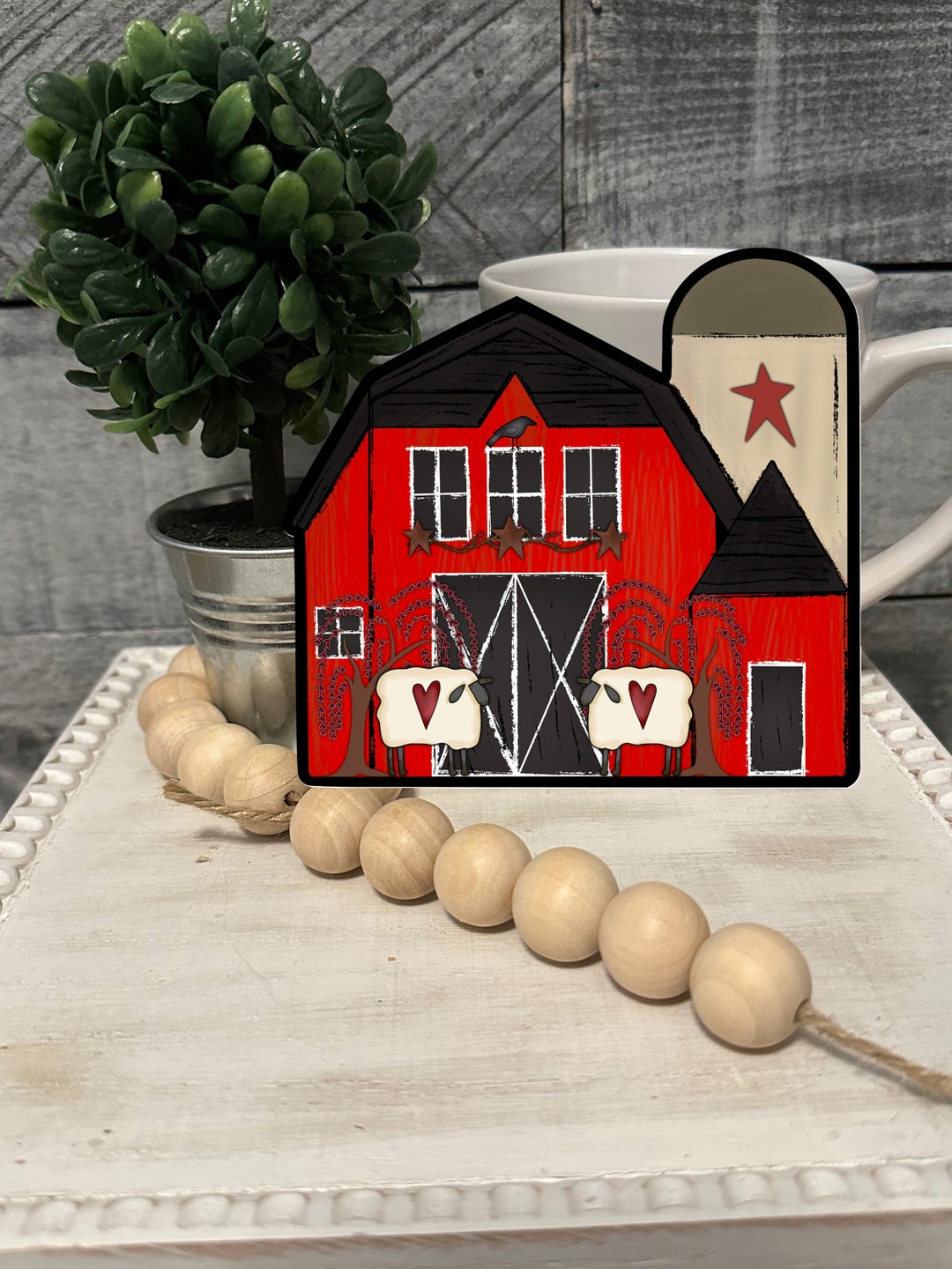 Rustic Barn With Silo Shaped Tiered Tray Hardboard Ornament Decor - Etsy