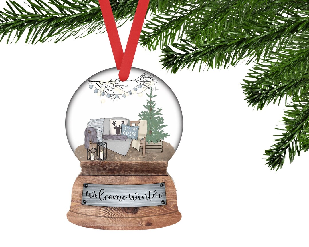 Winter Welcome Winter Scene Snow Globe Shaped Hardboard Ornament - Etsy