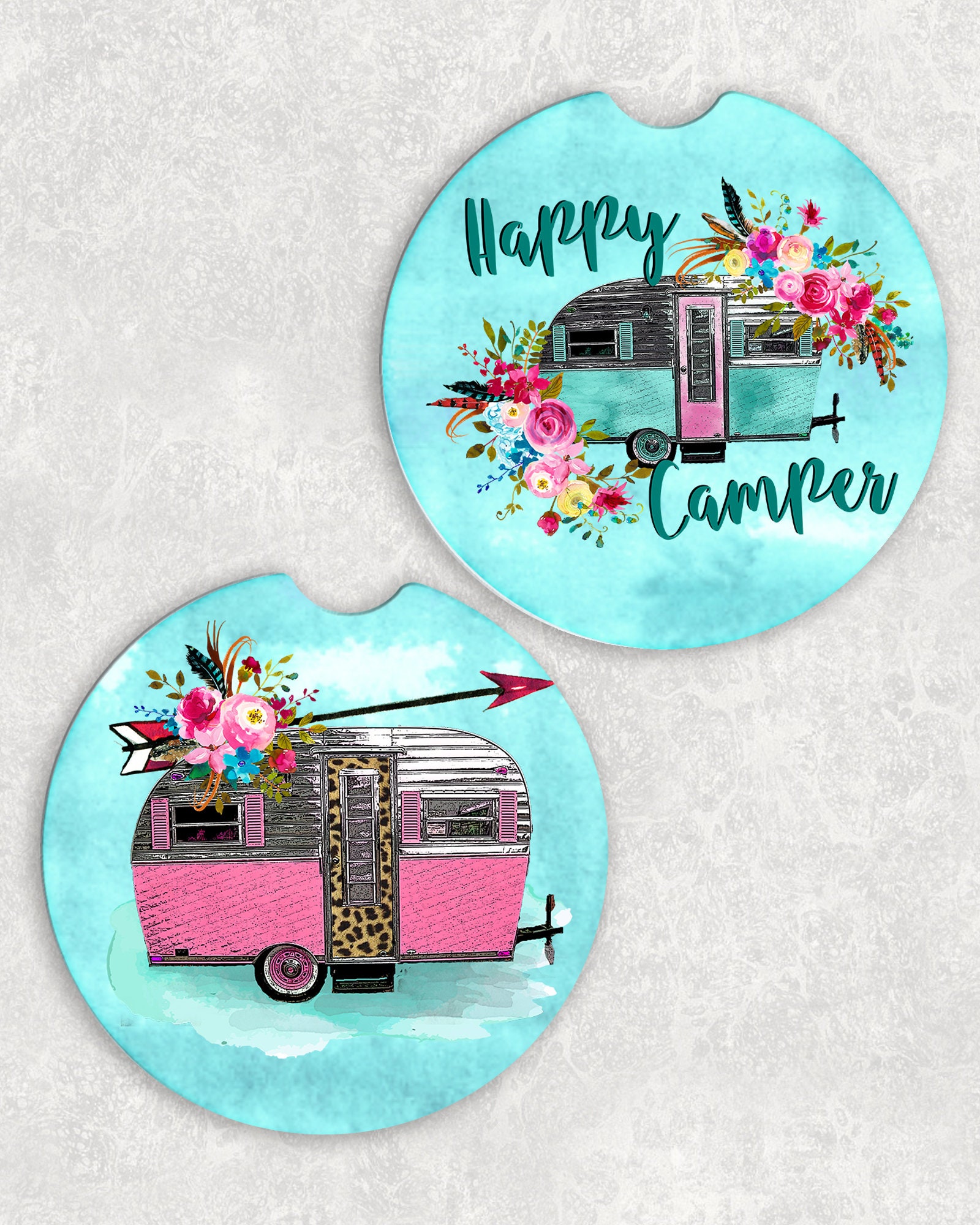 Happy Camper 1 Car Coasters Set of 2 - Etsy