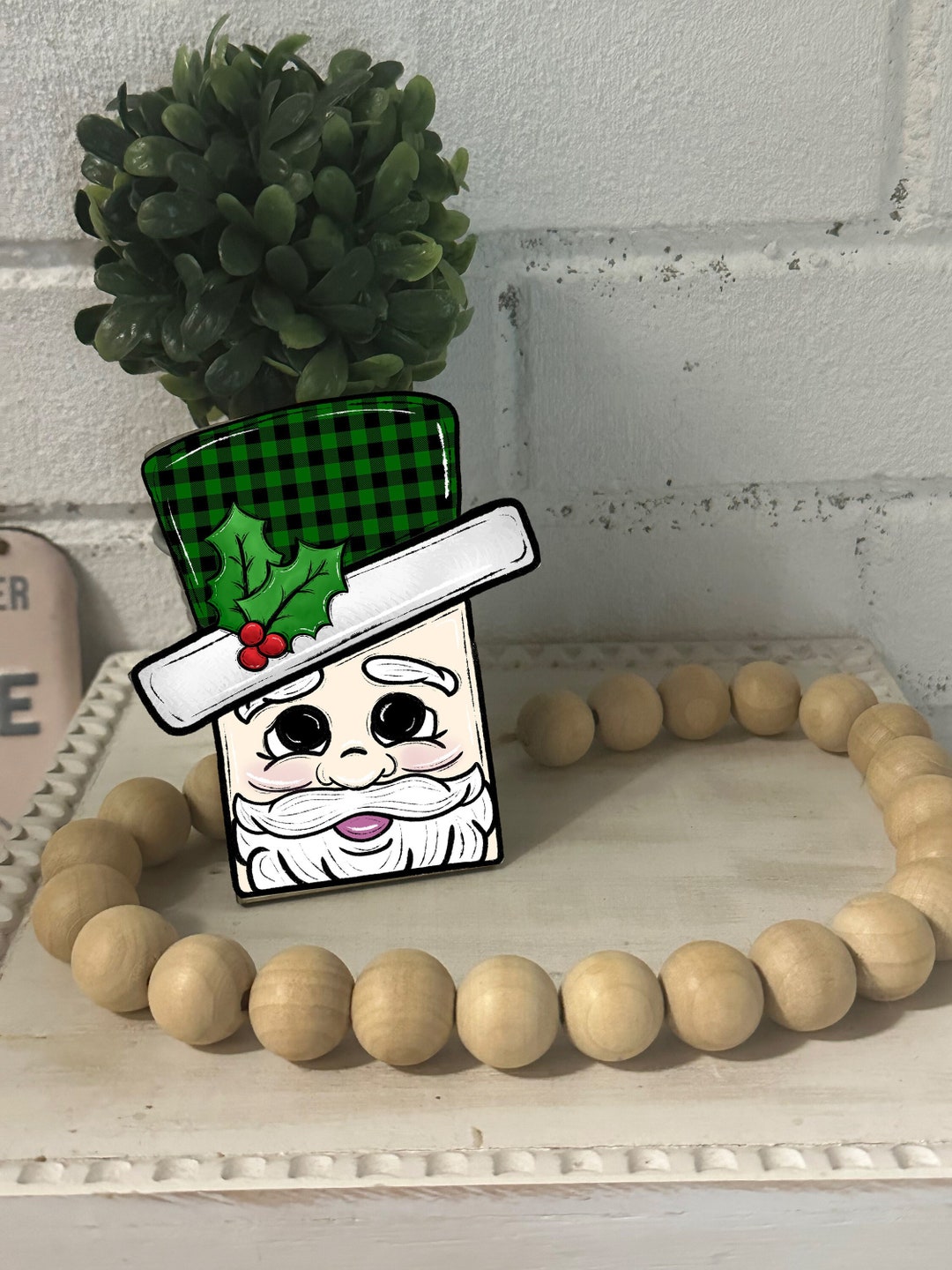 Santa Head Top Hat Scarecrow Head Rectangle Shaped Tiered Tray ...