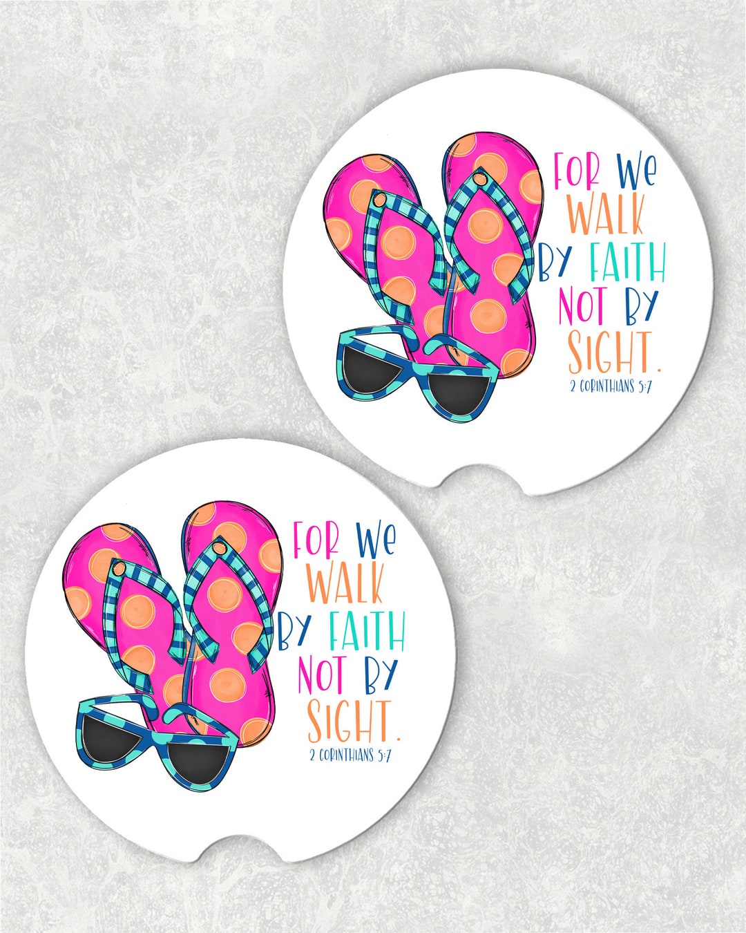 For We Walk by Faith Not by Sight Flip Flops Sunglasses 2 Corinthians 5 ...